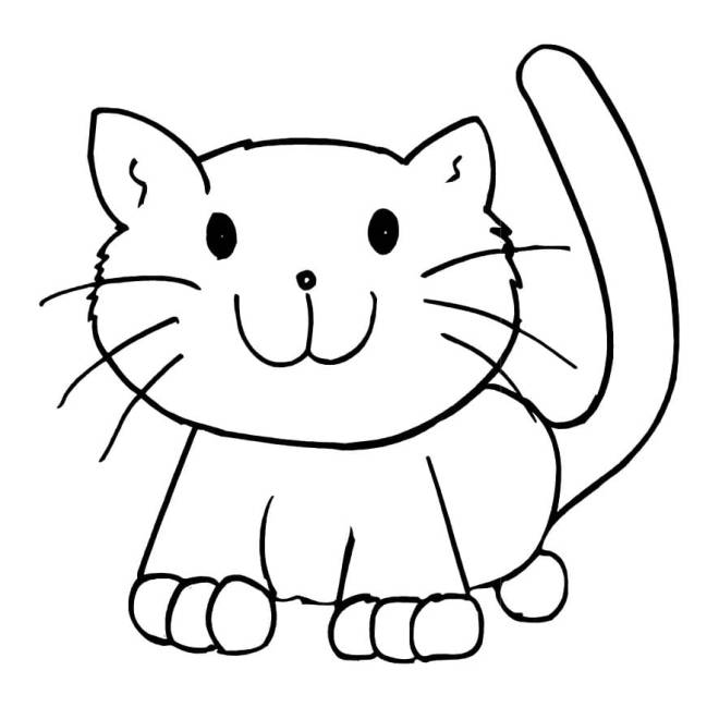 Coloriage Chaton simple dessin gratuit à imprimer