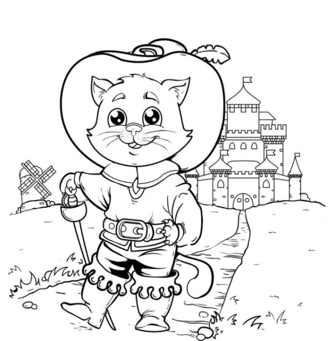Coloriage Le chaton botté dessin gratuit à imprimer