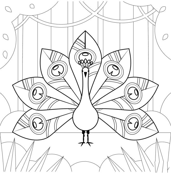 Coloriage Paon Qui Fait La Roue Dessin Gratuit à Imprimer