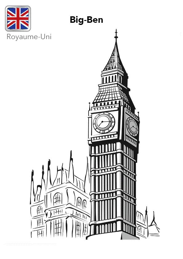 Coloriage Monument Big Ben anglais dessin gratuit à imprimer Coloriage Monument Big Ben anglais dessin gratuit à imprimer