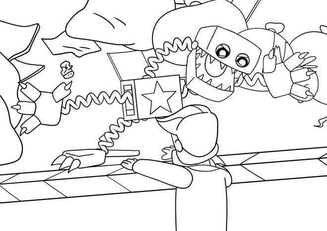 Coloriage Boxy Boo attaque sa victime dessin gratuit à imprimer