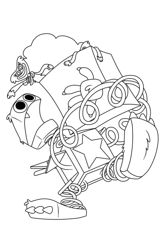 Coloriage Boxy Boo avec une boite dessin gratuit à imprimer