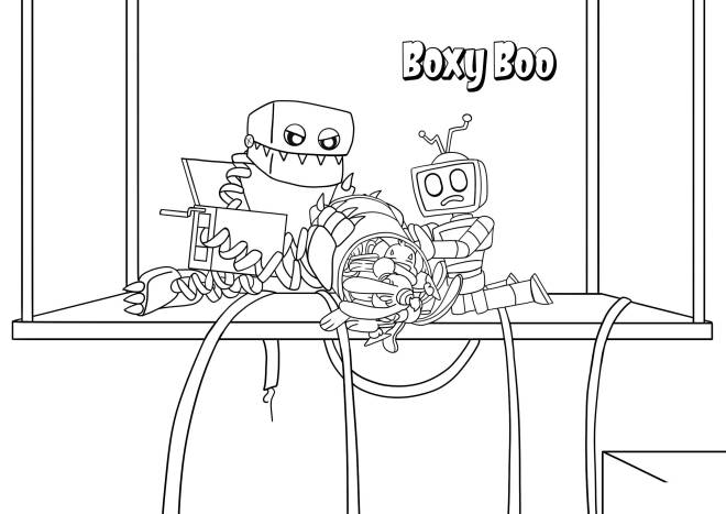 Coloriage Boxy Boo et le robot en mission dessin gratuit à imprimer