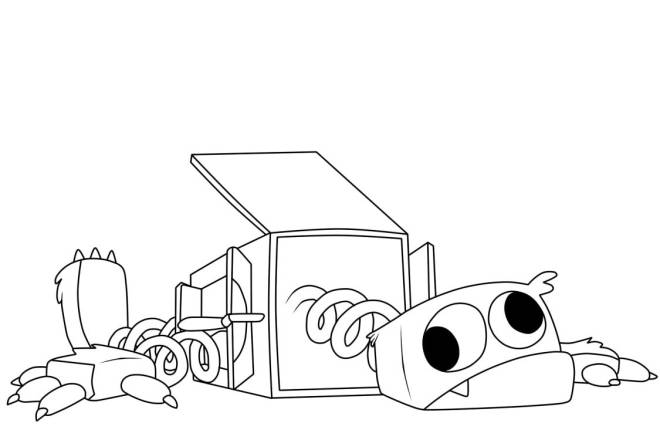 Coloriage Boxy Boo fatigué dessin gratuit à imprimer