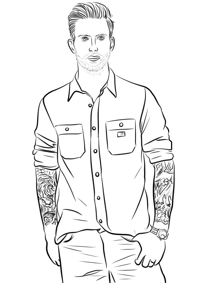 Coloriage Célébrité Adam Levine