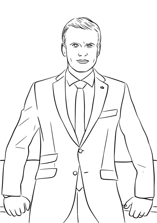Coloriage Le président Emmanuel Macron dessin gratuit à imprimer
