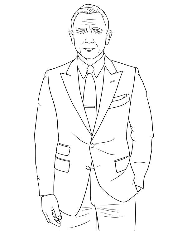 Coloriage Le star Daniel Craig dessin gratuit à imprimer