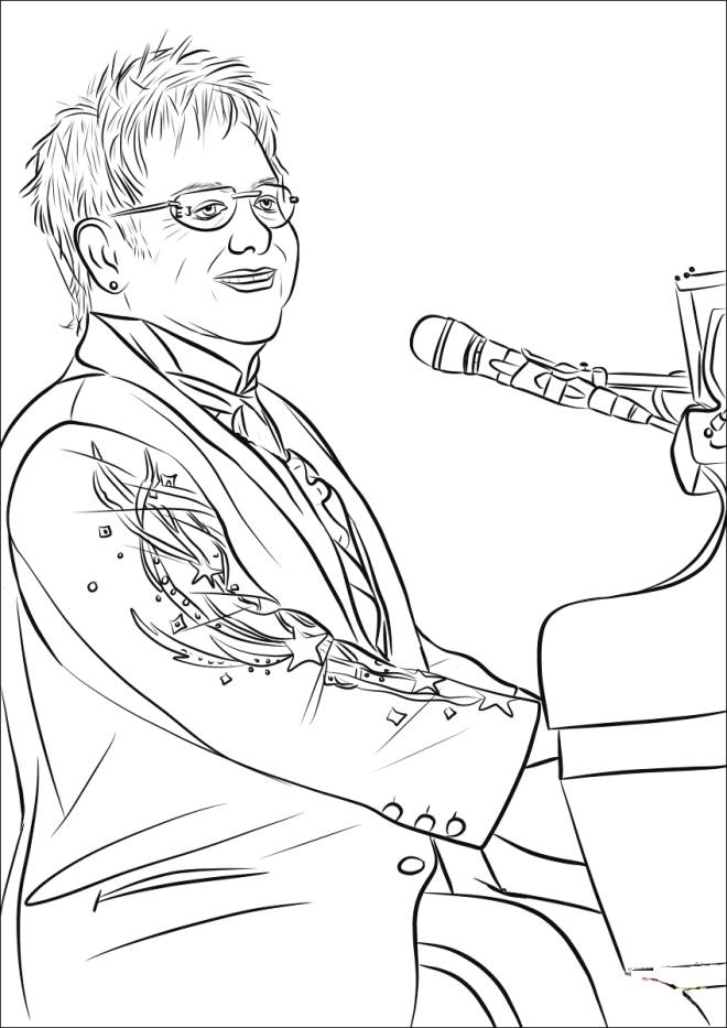 Coloriage Le star Elton John dessin gratuit à imprimer