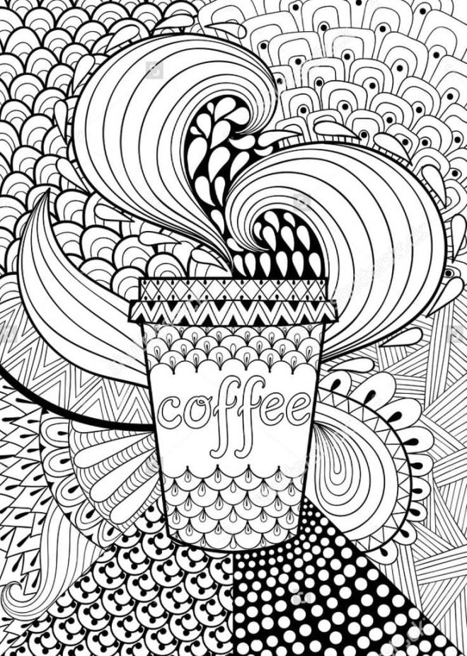 Coloriage Mandala café à télécharger