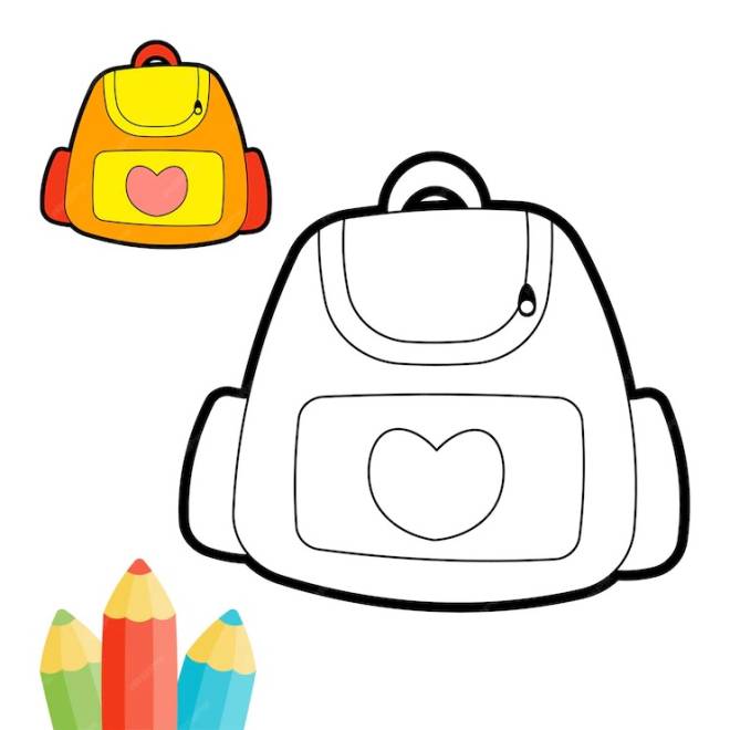 Coloriage Cartable avec modèle en couleur dessin gratuit à imprimer