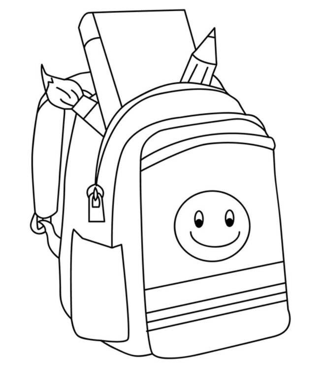 Coloriage Cartable de l'école avec crayons et cahiers Coloriage Cartable de l'école avec crayons et cahiers