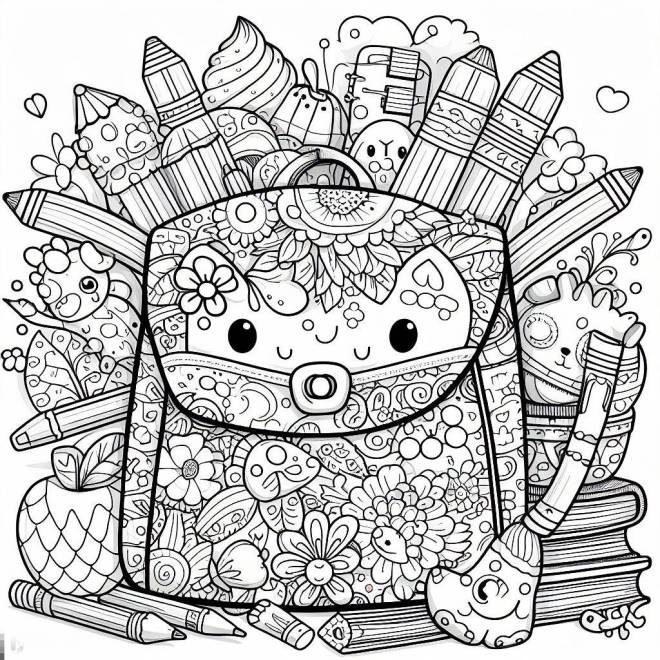 Coloriage Cartable gratuit à imprimer