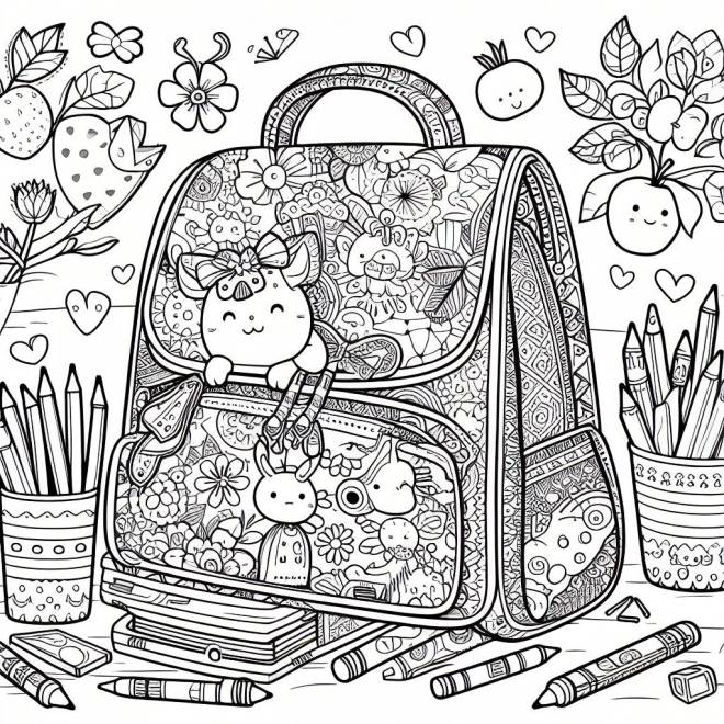 Coloriage Cartable gratuit à imprimer