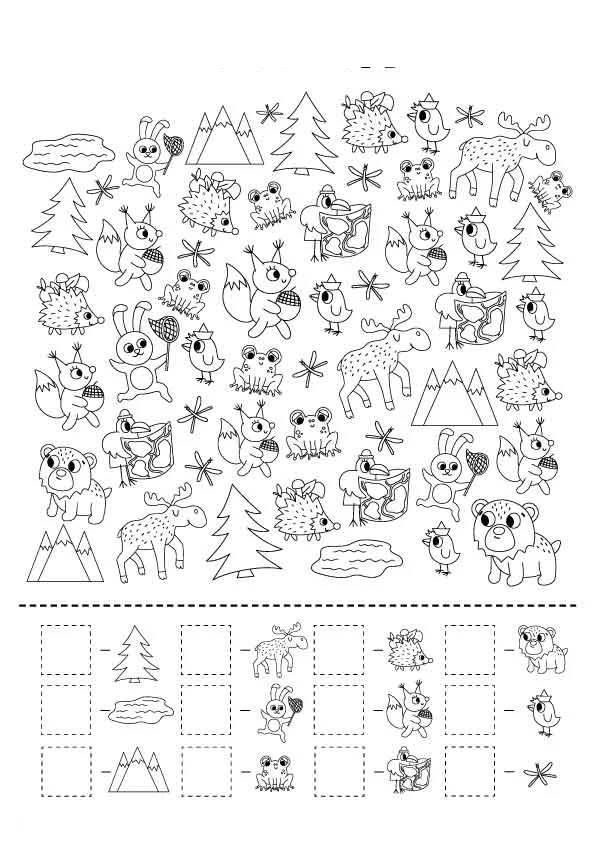 Coloriage Cherche et trouve foret dessin gratuit à imprimer