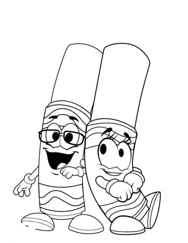 Coloriage L'amitié des crayons de couleur dessin gratuit à imprimer