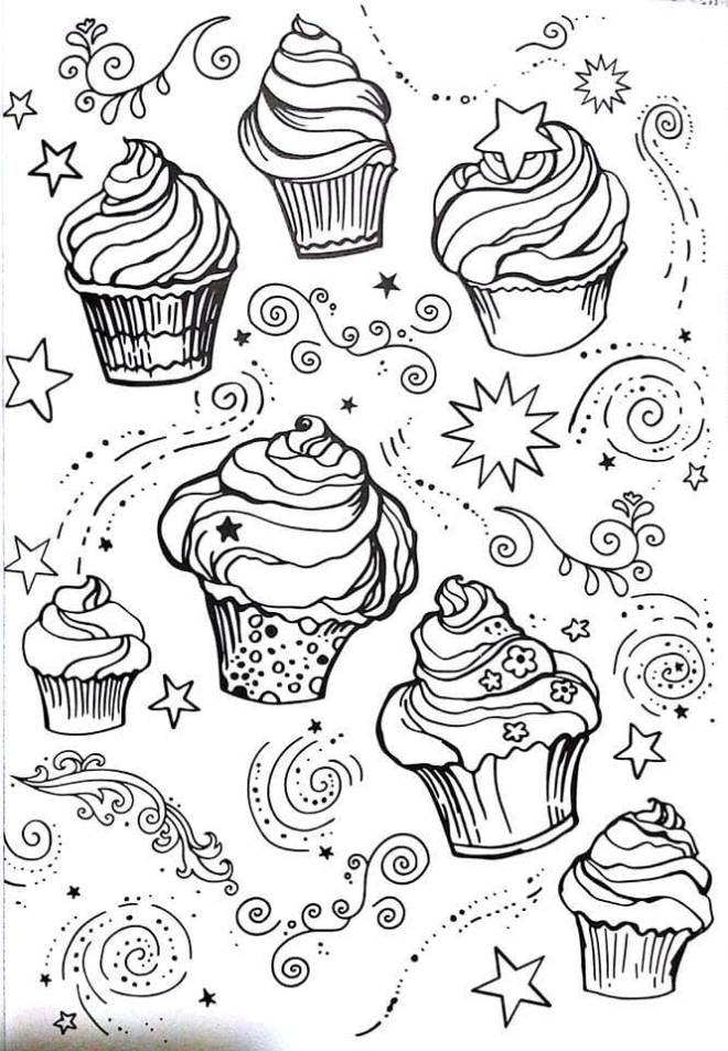 Coloriage Cupcakes et Muffins en couleur dessin gratuit à imprimer