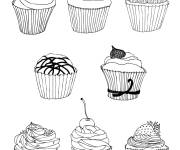 Coloriage Cupcakes et Muffins en couleur dessin gratuit à imprimer