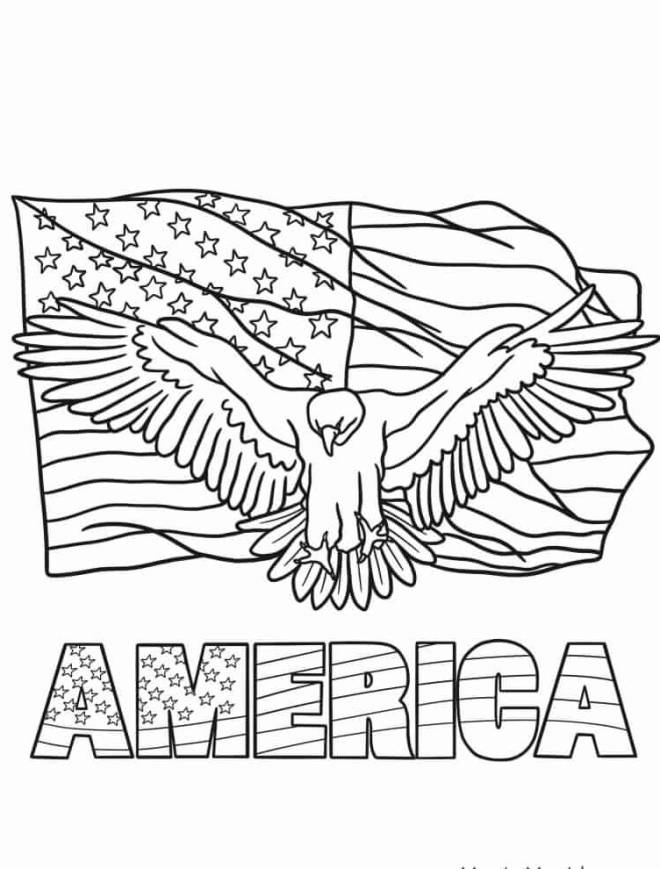 Coloriage Du Drapeau Américain Pour La Maternelle