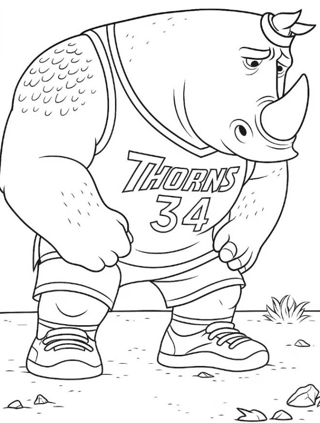Coloriage Archie Everhardt rhinocéros du film Goat