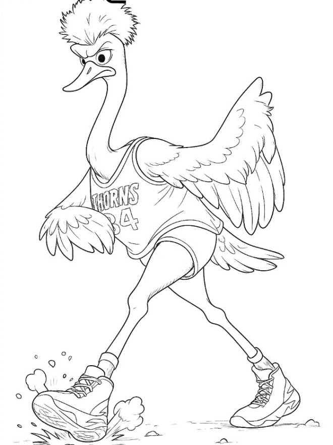 Coloriage Autruche du film Goat rêver plus haut