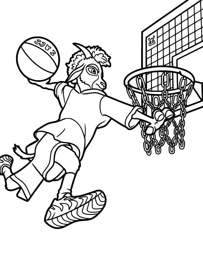 Coloriage Will Harris et le roarball en dunk dessin gratuit à imprimer