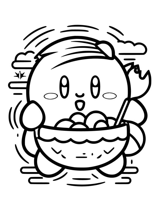 Coloriage Kirby Apporte Des œufs Dessin Gratuit à Imprimer