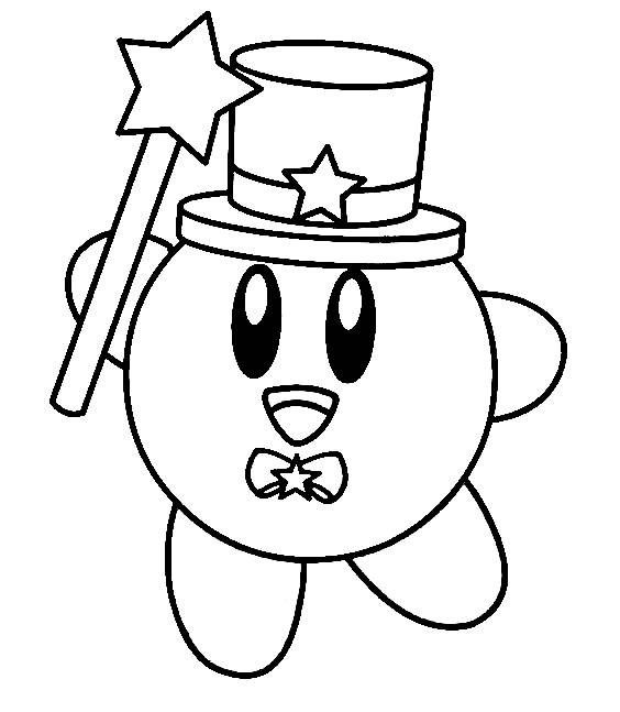 Coloriage Kirby portant le chapeau de magicien dessin gratuit à imprimer Coloriage Kirby portant le chapeau de magicien dessin gratuit à imprimer