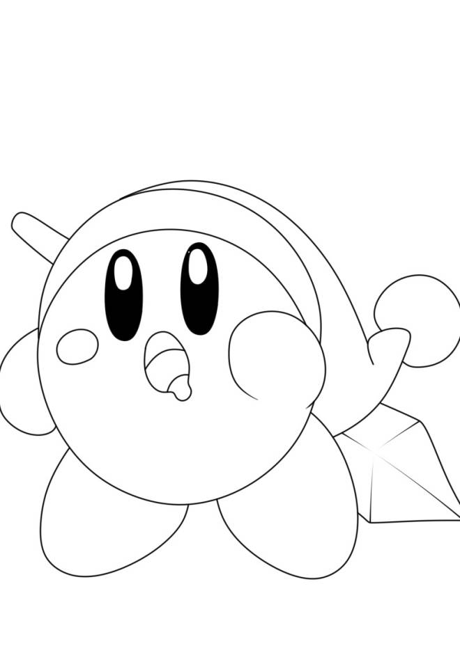 Coloriage Kirby porte le chapeau de Noel dessin gratuit à imprimer Coloriage Kirby porte le chapeau de Noel dessin gratuit à imprimer