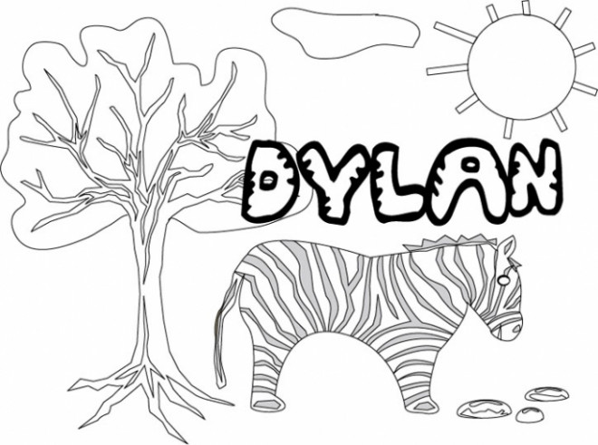 Coloriage Mon Prénom Dylan avec Paysage dessin gratuit à imprimer