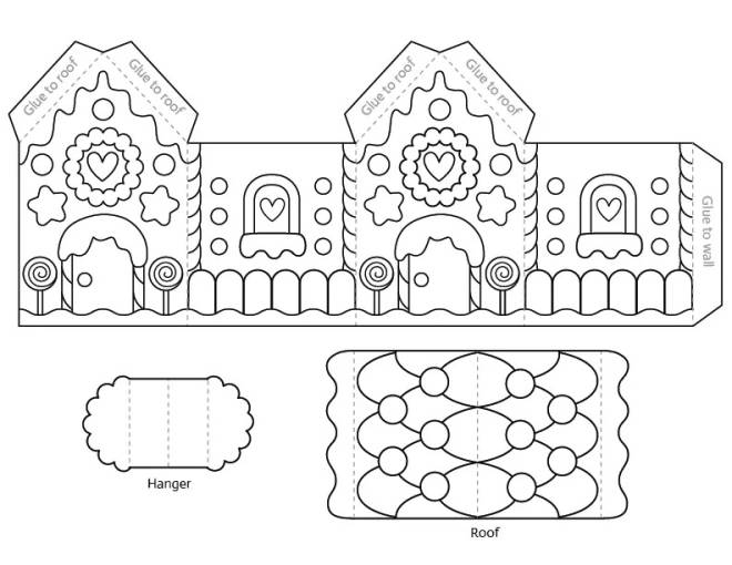 Coloriage Construire cette Maison en pain d'épice à découper