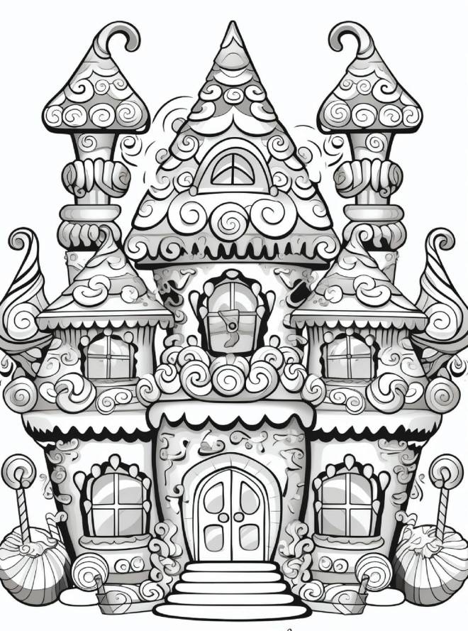 Coloriage Le monde magique de en pain d'épice de pâtisserie