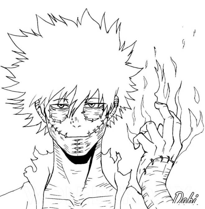 Coloriage Dabi de My hero academia dessin gratuit à imprimer