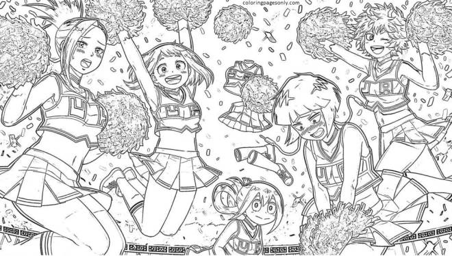 Coloriage Filles supporteurs de MHA dessin gratuit à imprimer