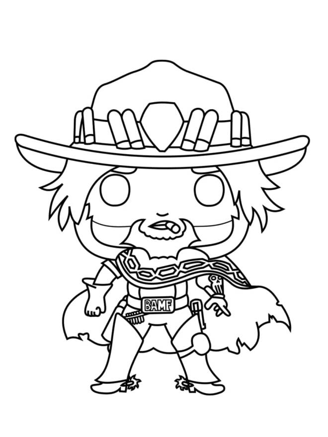Coloriage Mccree de Overwatch chibi dessin gratuit à imprimer