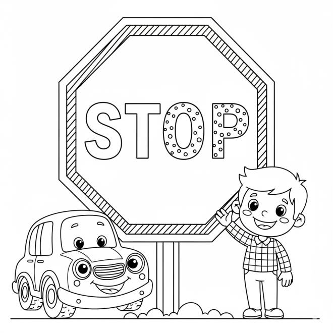 Coloriage Panneaux de signalisation gratuit à imprimer liste 20 à 40