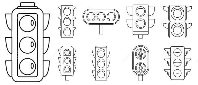 Coloriage Plusieurs types de Feux de signalisation