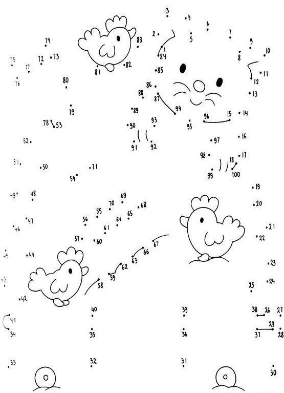 Coloriage Les animaux de la ferme points à relier