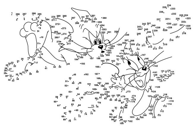 Coloriage Tom et jerry points à relier dessin gratuit à imprimer