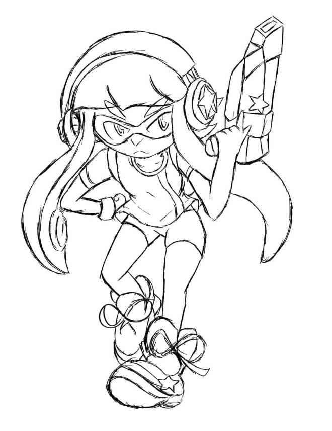 Coloriage Callie en magenta Splatoon dessin gratuit à imprimer