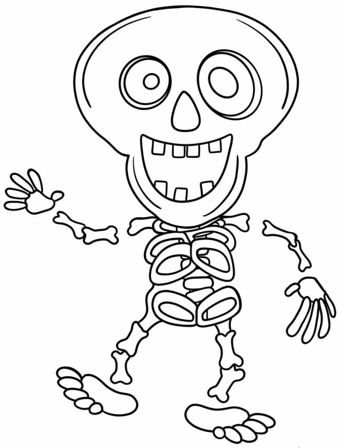 Coloriage Petit squelette en rigolant dessin gratuit à imprimer