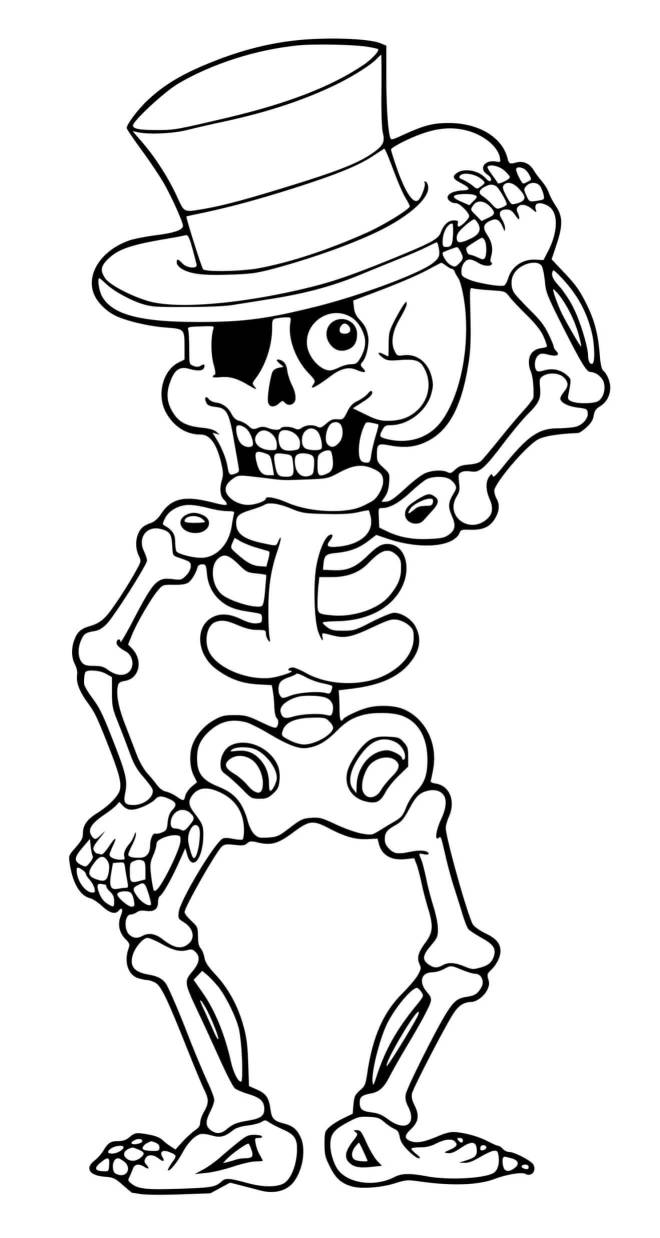 Coloriage Squelette gentil avec un beau chapeau dessin gratuit à imprimer Coloriage Squelette gentil avec un beau chapeau dessin gratuit à imprimer