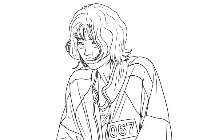 Coloriage Portrait Kang Sae-byeok de Squid Game réaliste