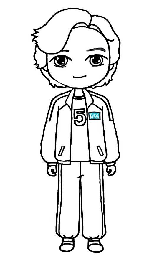 Coloriage Seong Gi-Hun le joueur numéro 456