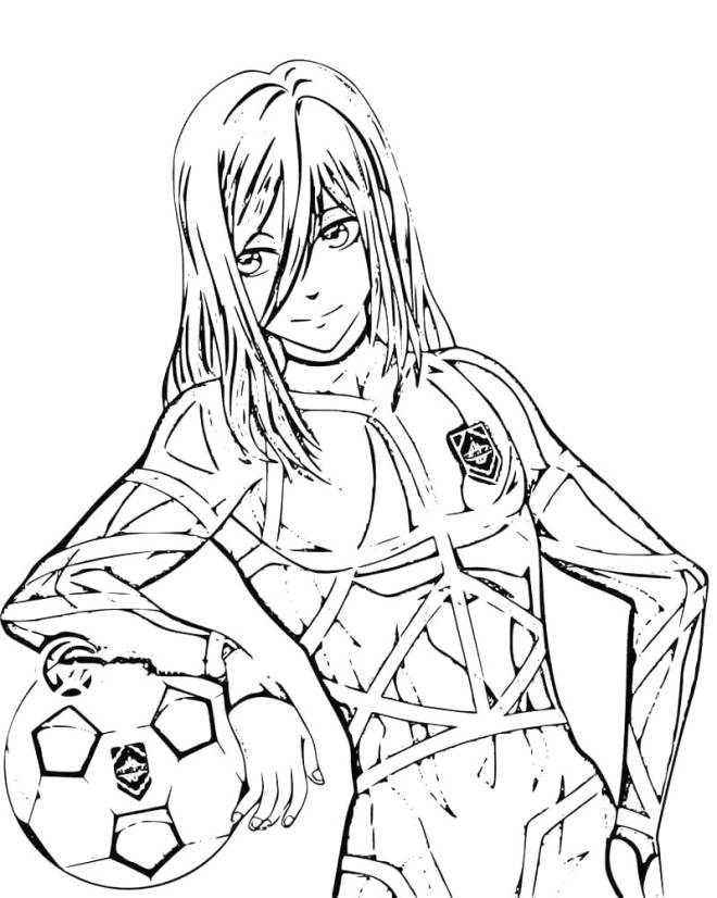 Coloriage Hyoma Chigiri de Blue Lock avec un ballon