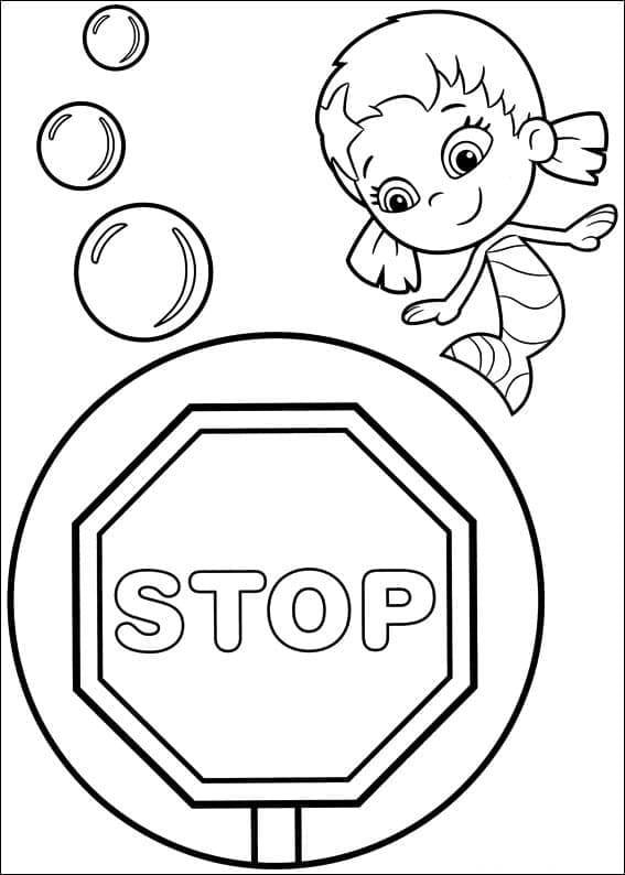 Coloriage Dona devant la signe de stop dessin gratuit à imprimer