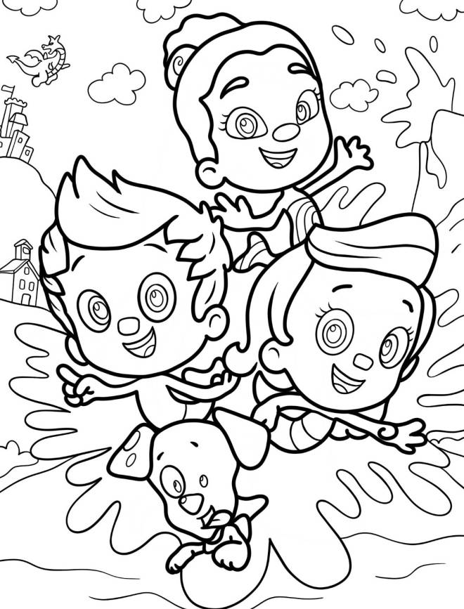 Coloriage Les amis Gil, Zooli, Molly et Bubulle Guppies