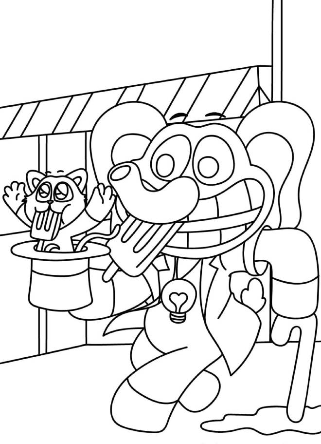 Coloriage Bubba Bubbaphant et CatNap dessin gratuit à imprimer