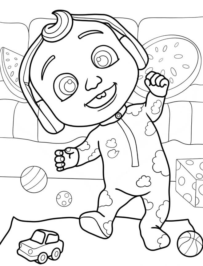 Coloriage Cocomelon Jj Jay En Dansant Dessin Gratuit à Imprimer