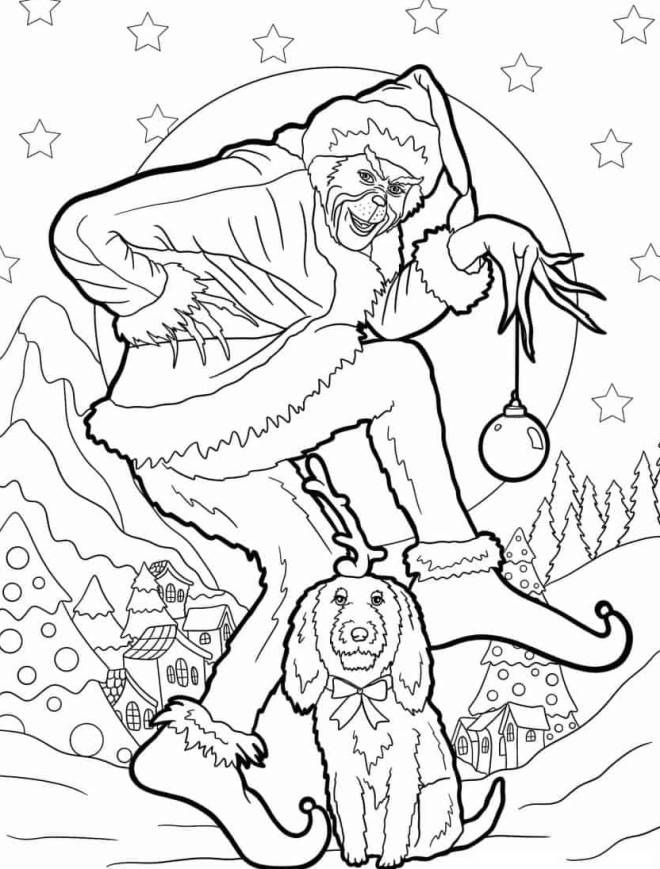 Coloriage Grinch en volant le noël détaillé Coloriage Grinch en volant le noël détaillé