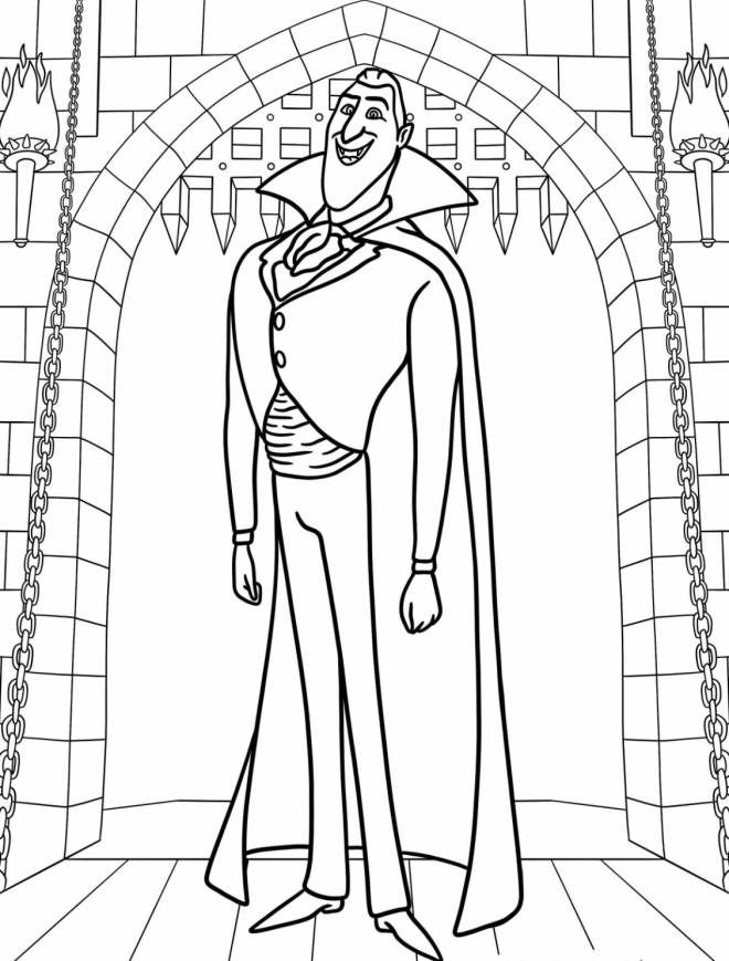 Coloriage Comte Dracula dans son hôtel dessin gratuit à imprimer